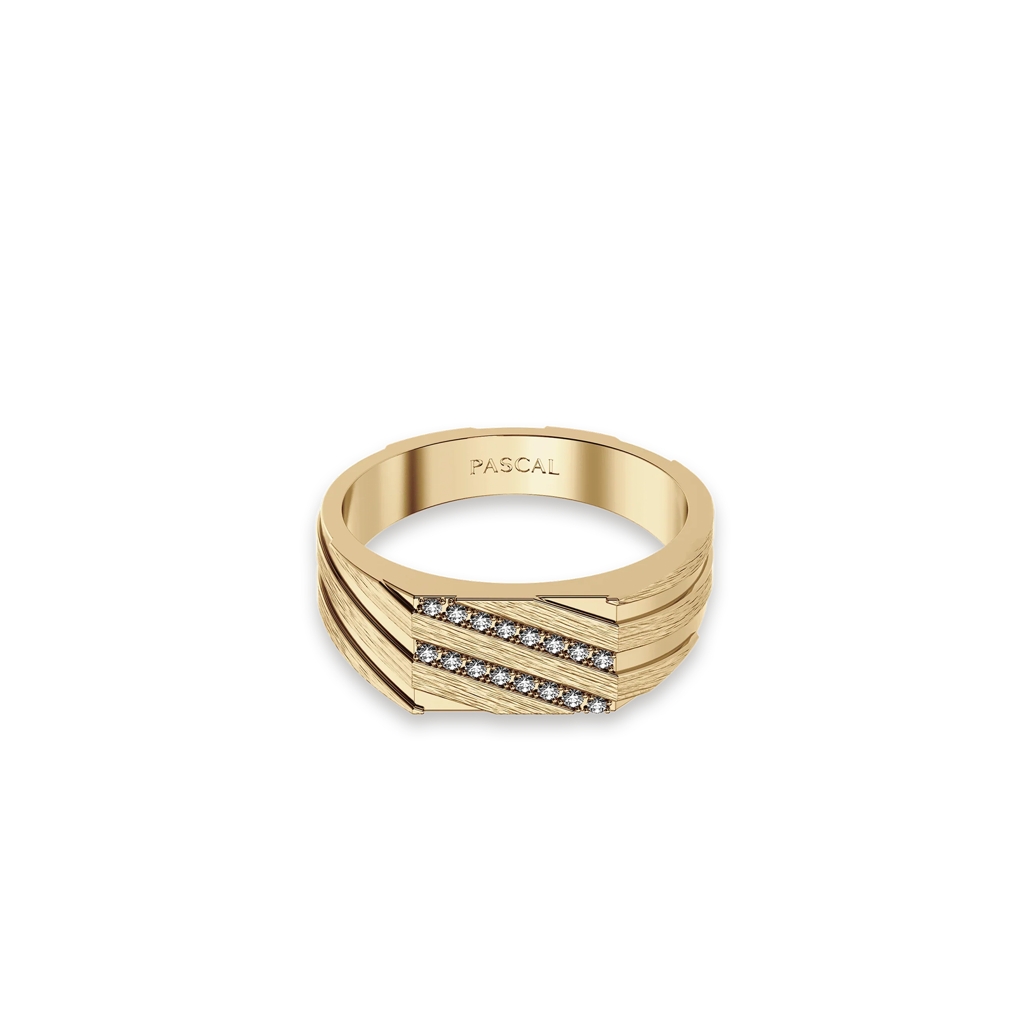 Geo Spiral Diamond Signet Ring | PASCAL