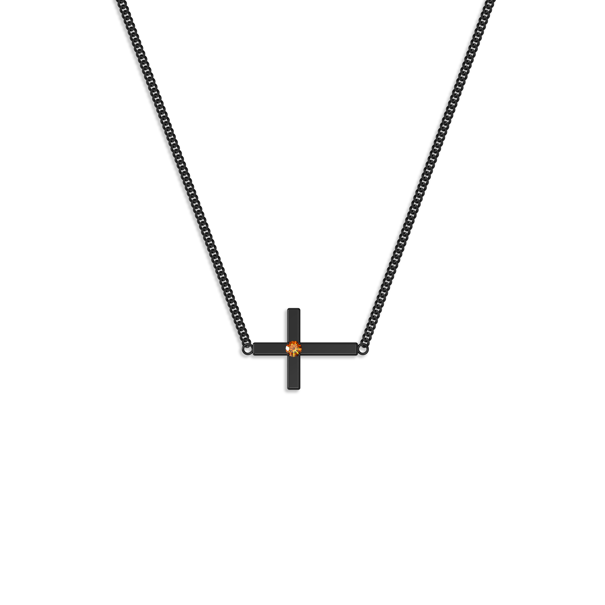 PASCAL | 'HALLOWEEN' SIDEWAY DIAMOND CROSS NECKLACE