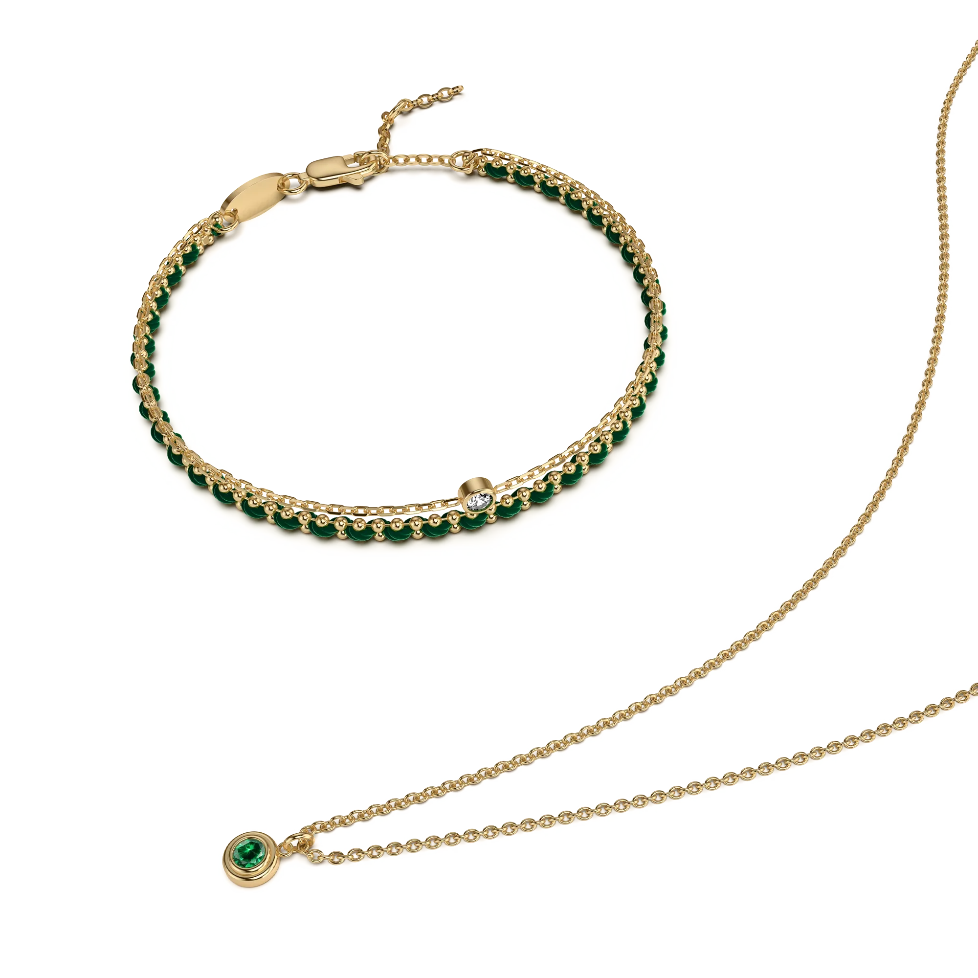 Gemstone Necklace and Double Bracelet Set | PASCAL