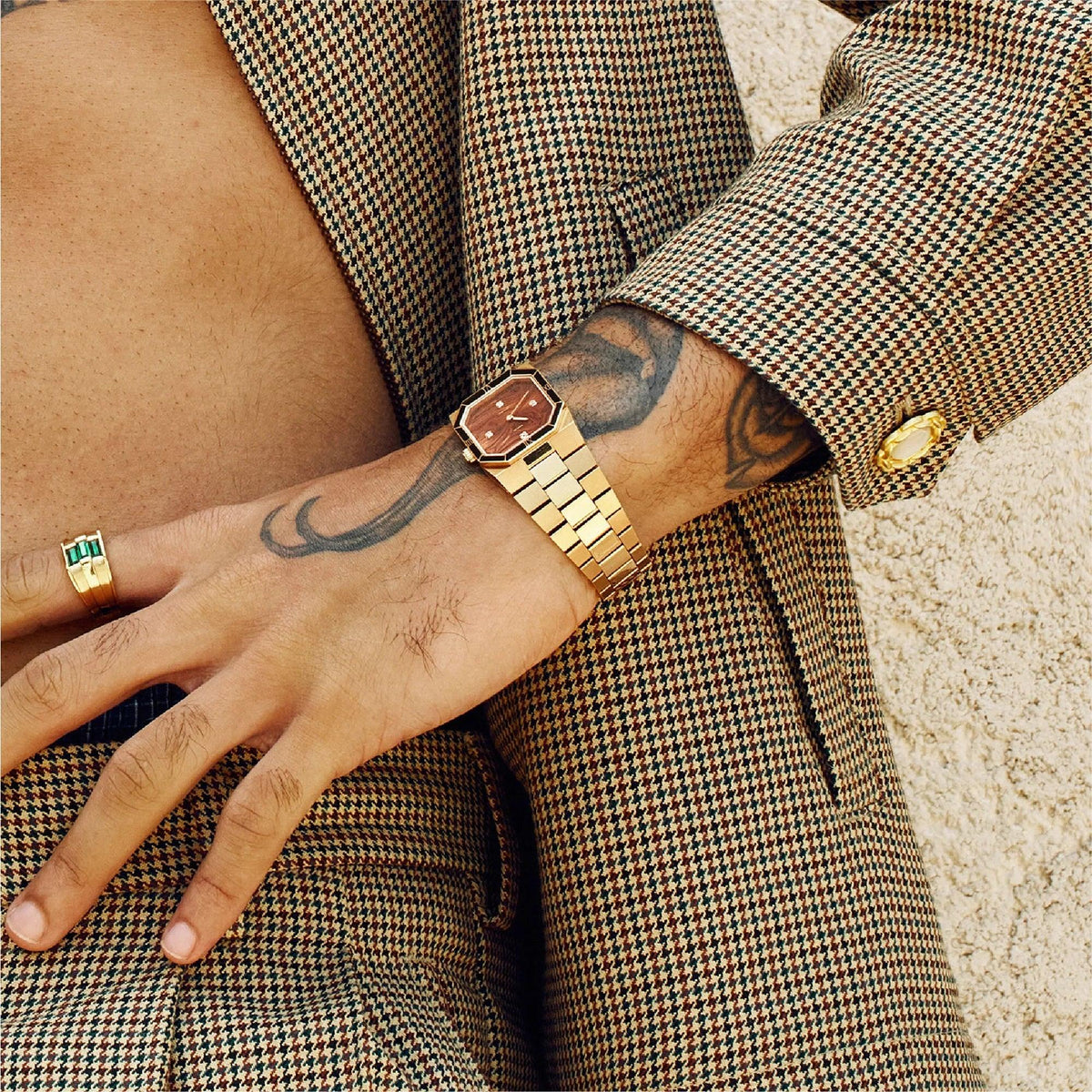 Octagonal Enamel Diamond Watch | PASCAL