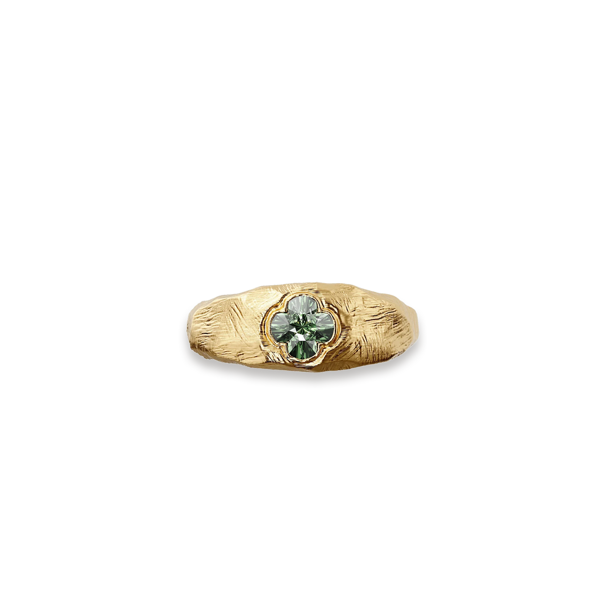 'Lucky Clover' Cut Green Diamond Dome Ring, Green Diamond | PASCAL