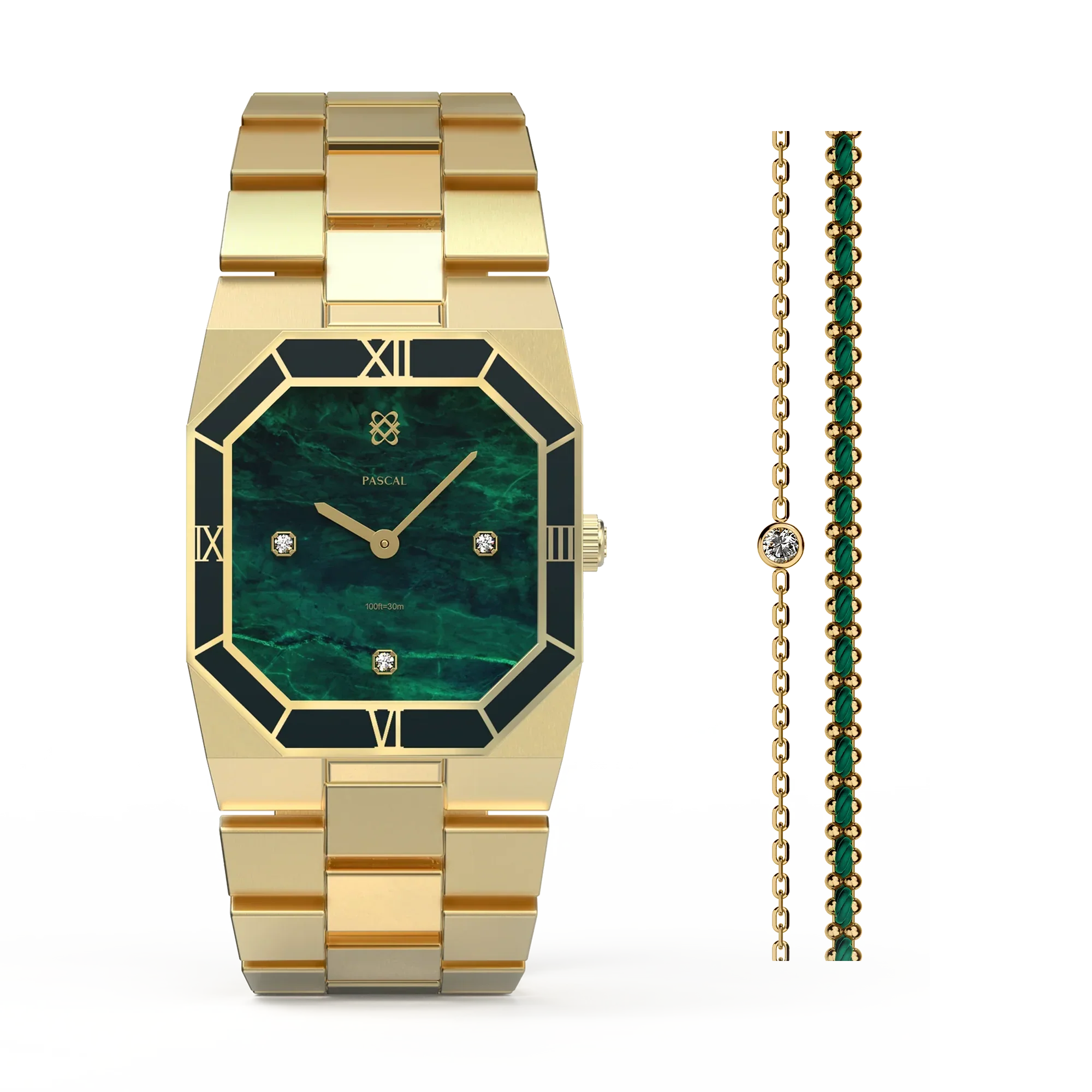 Octagonal Enamel Diamond Watch Gift Set | PASCAL