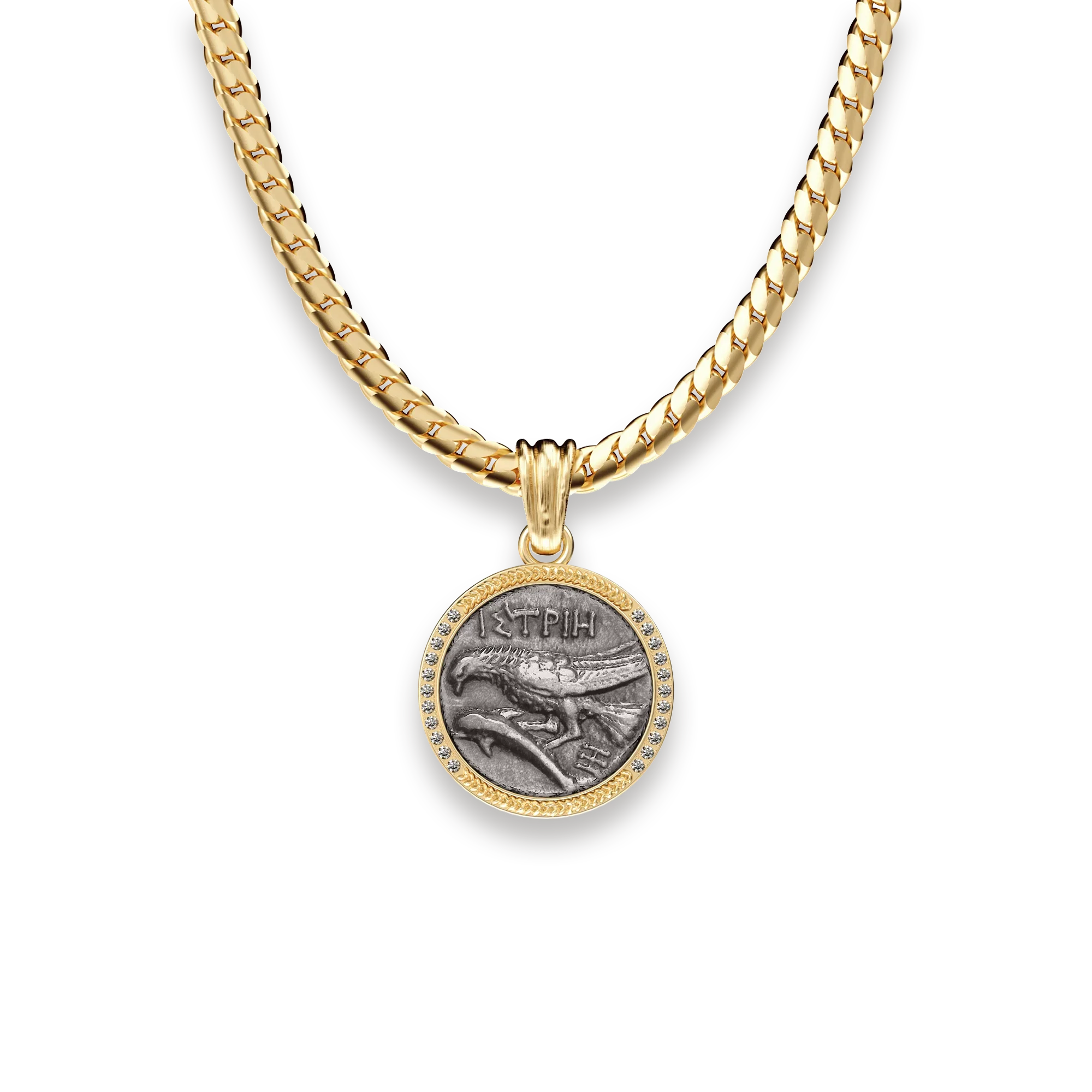 Eagle Coin Pendant, White Diamond | PASCAL