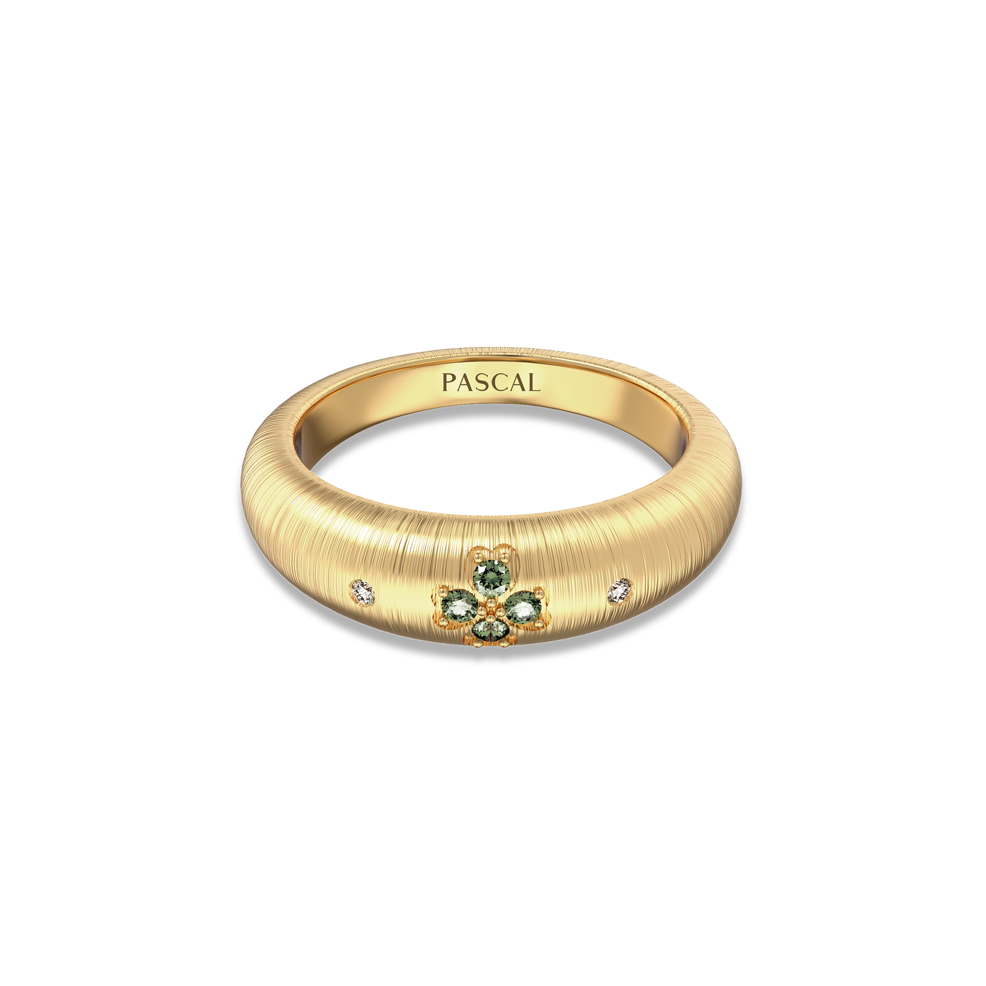 'Lucky Clover' Dome Ring, Green Diamond Pavé | PASCAL