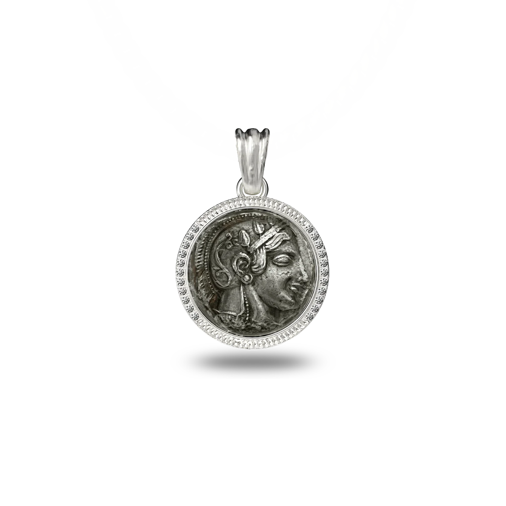 Athena Coin Pendant, White Diamond | PASCAL