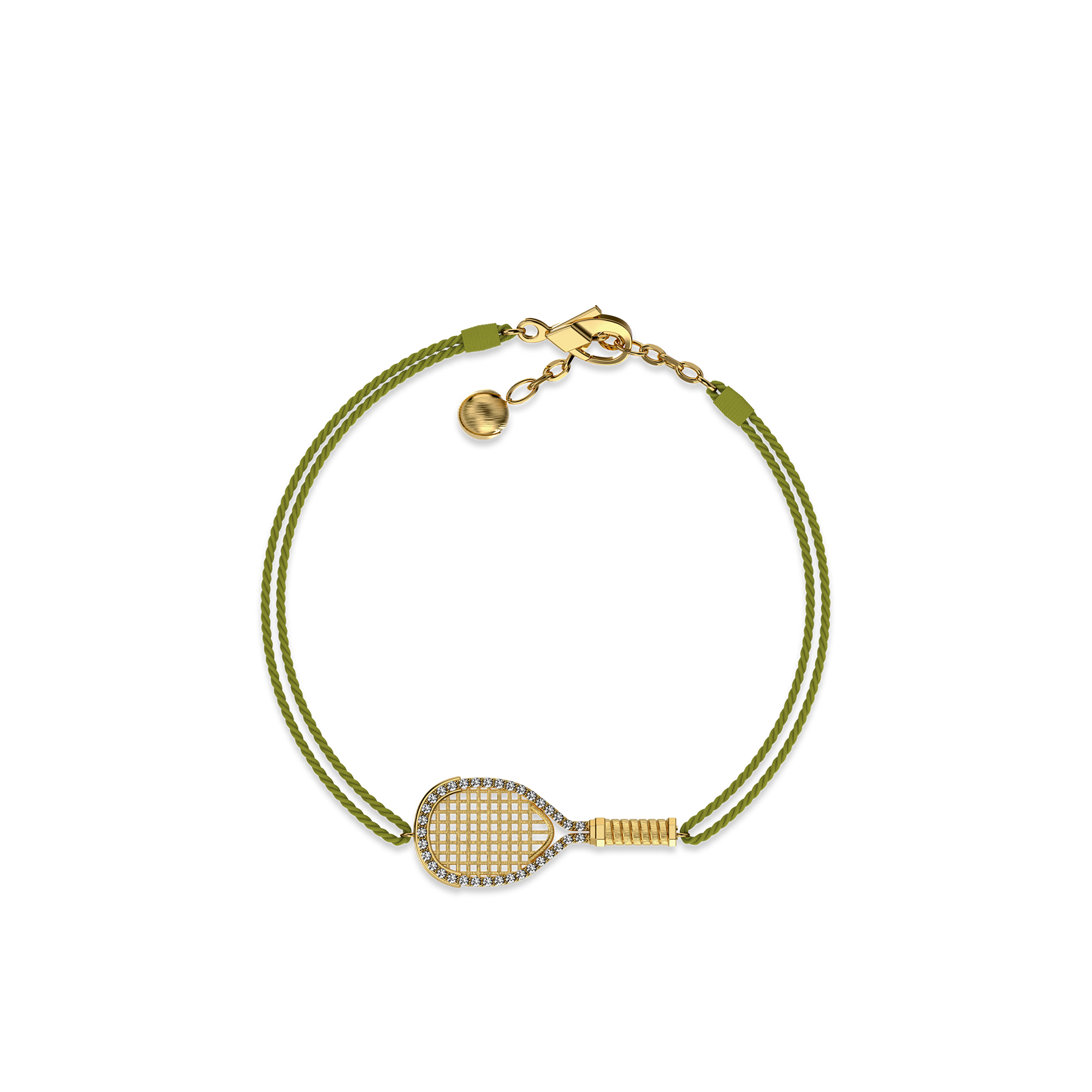 'The Tennis' Racket Cord Bracelet, White Diamond Halo | PASCAL