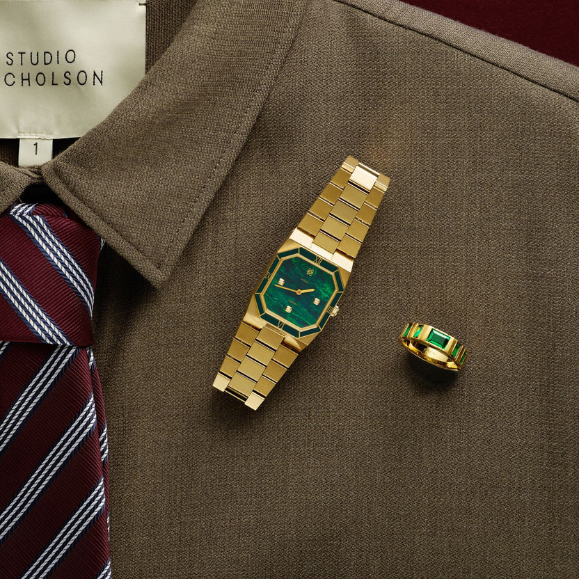 Octagonal Enamel Diamond Watch | PASCAL