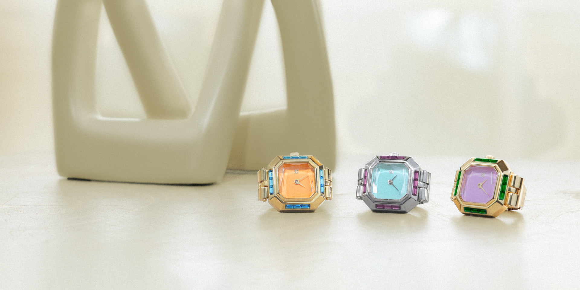 Baroque & Sofia Prism Watch Rings | PASCAL