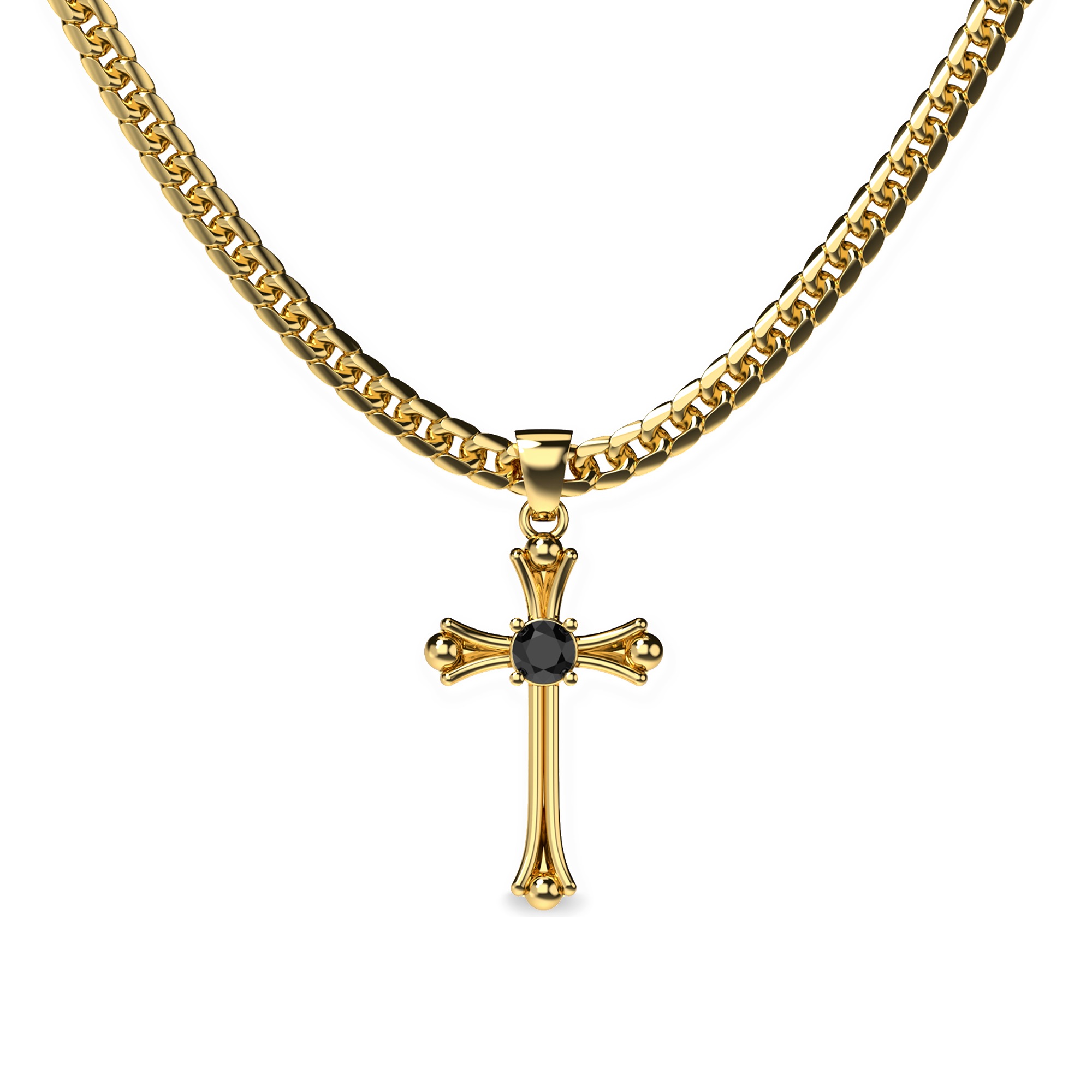 Fluery Cross Gemstone Necklace | PASCAL