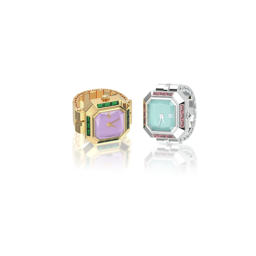 Sofia Prism Cocktail Watch Ring: Gold Band, Lavender | PASCAL