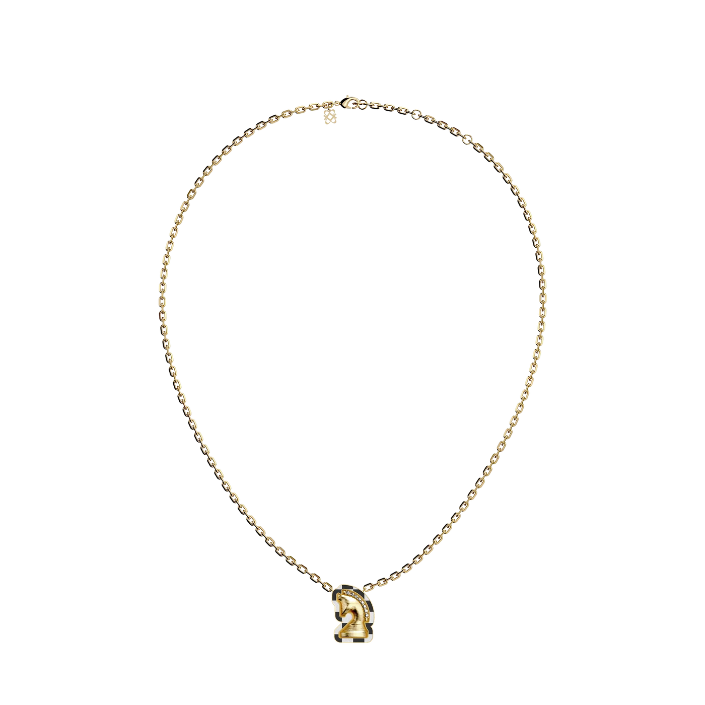 'The Chess' Diamond Necklace, Knight, White Diamond | PASCAL